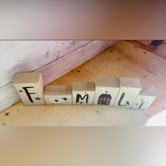 Hearthside collection | Accents | Primitive Family Letter Blocks Set Of ...